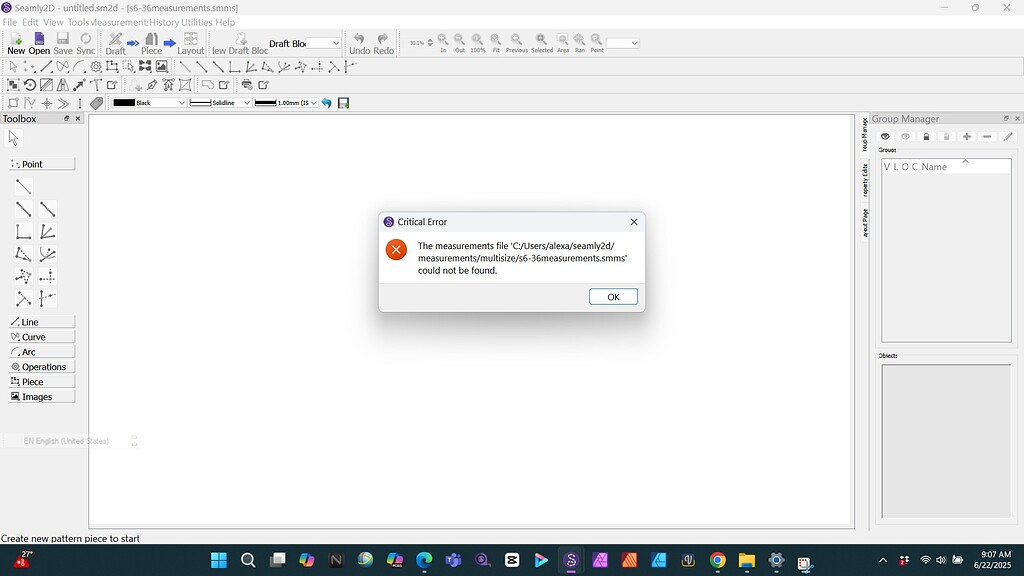 Measurement file error message - Bug Reports / Issues - Seamly Patterns Forum